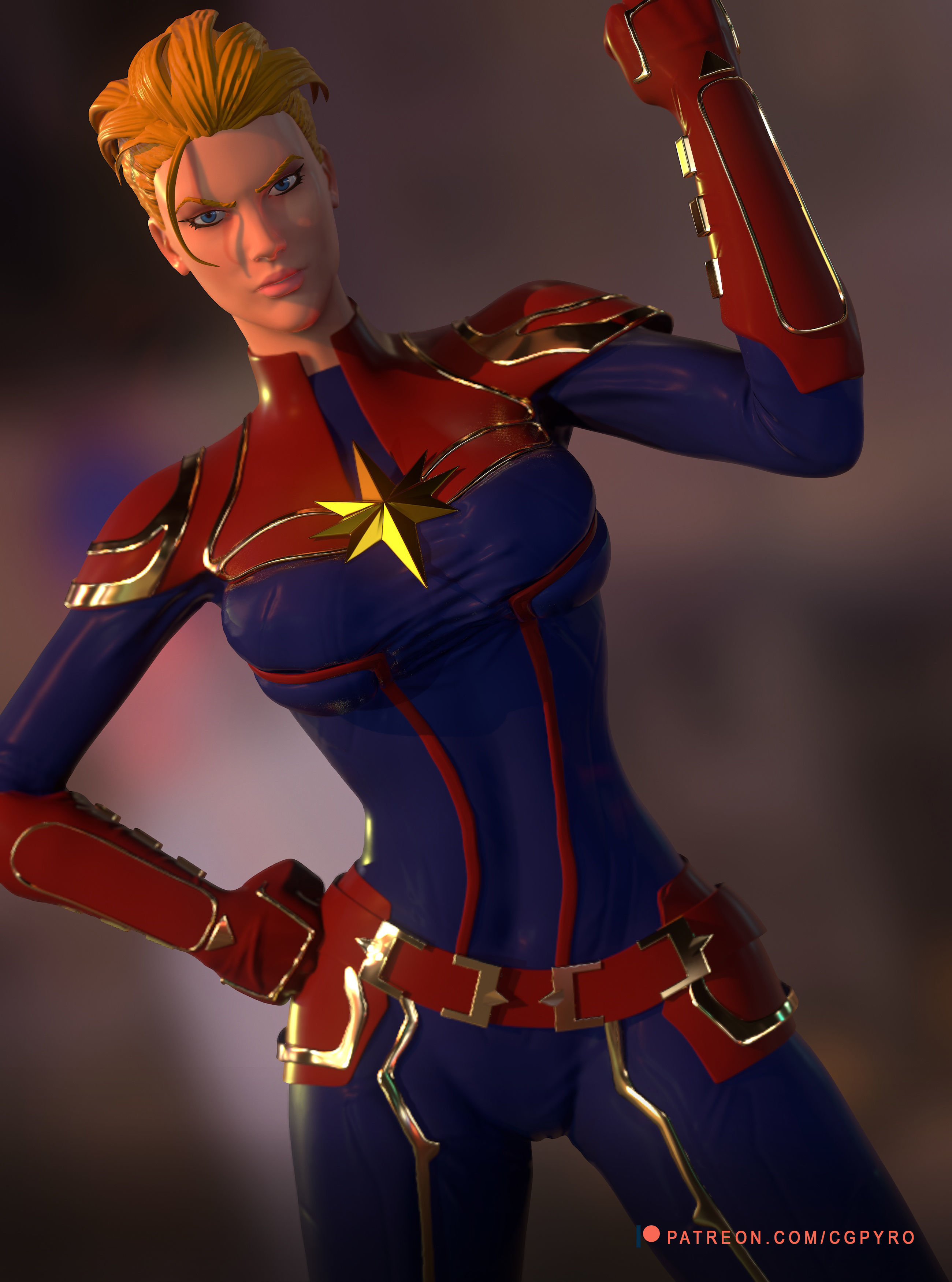 Captain Marvel character OBJ file collectibles Editable 3D model 3D ...