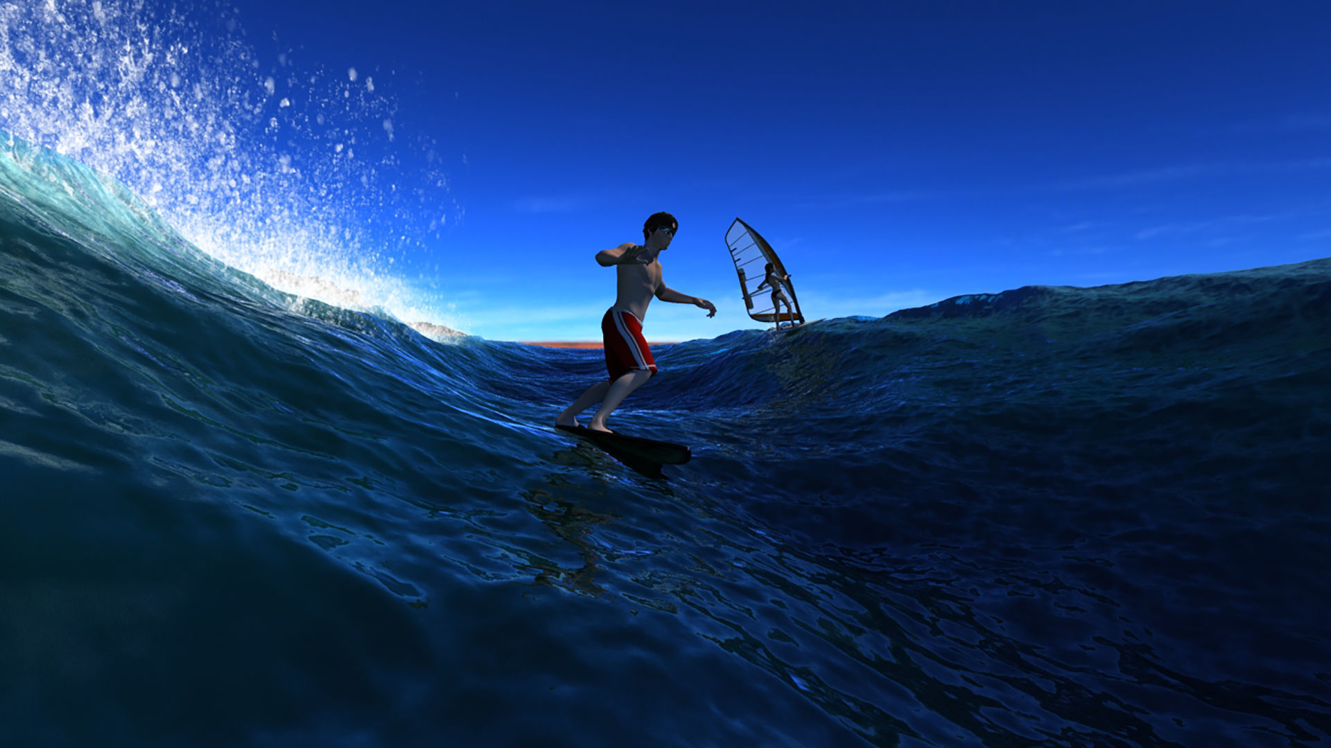 Summer surfing sea 3D model animated rigged | CGTrader