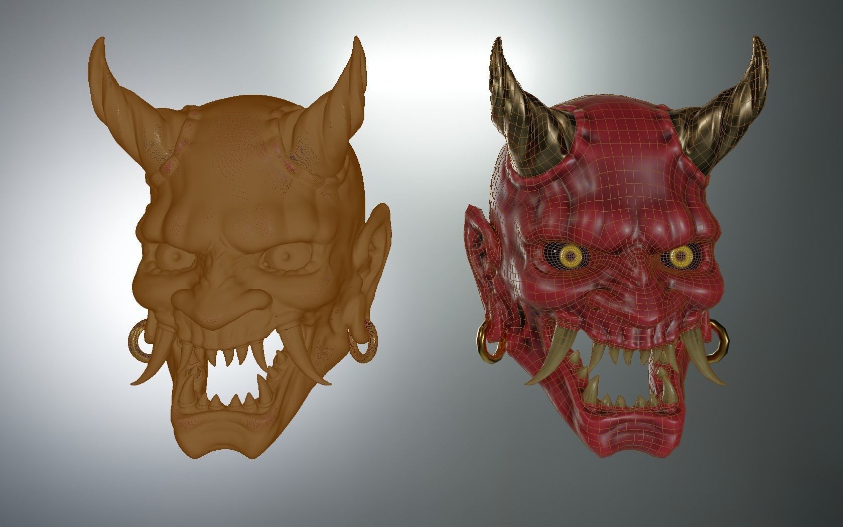 3D model Halloween Japanese Oni mask VR / AR / low-poly | CGTrader
