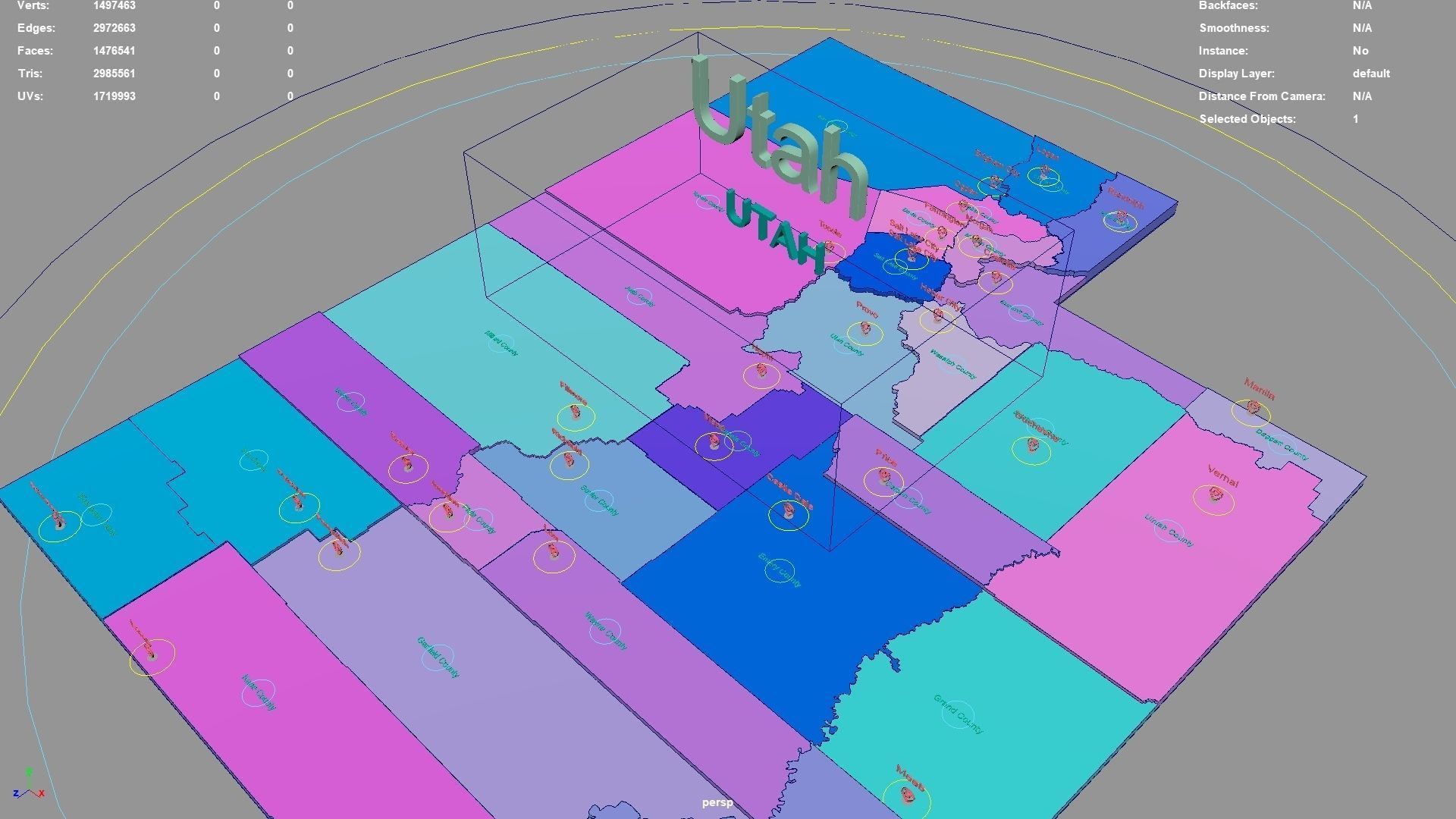Utah United States USA map region 3D model geography political 3D model ...