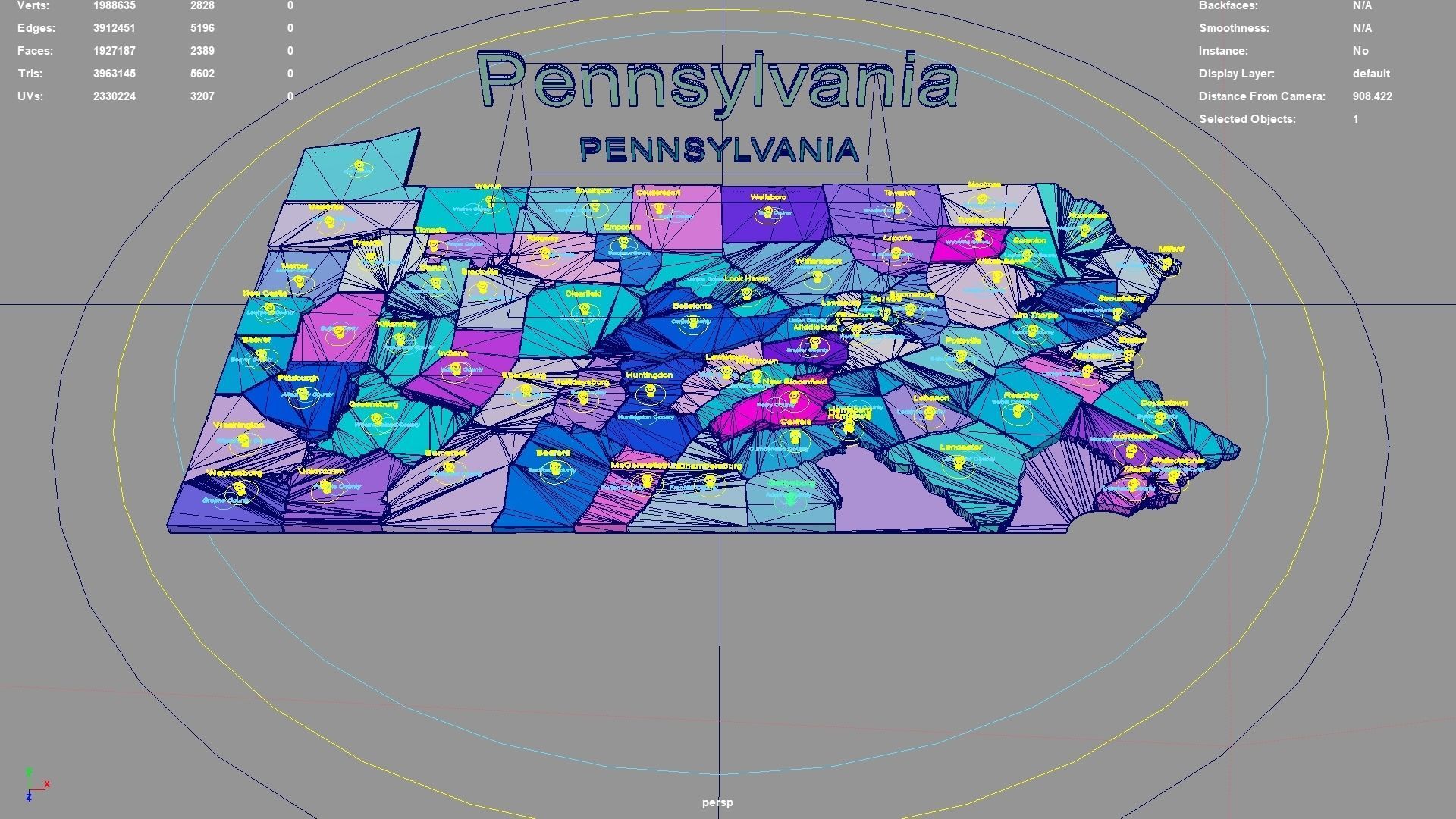 Pennsylvania United States USA map region 3D model geography 3D model ...