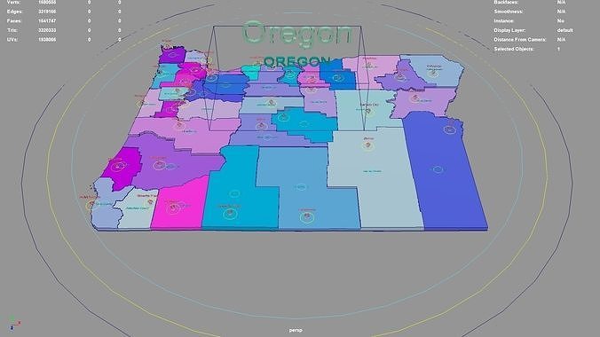 Oregon United States USA map region 3D model geography 3D model rigged ...