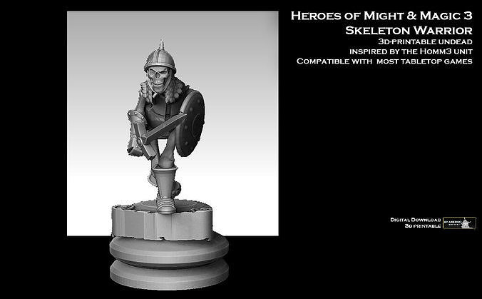 Heroes of Might and Magic 3 Skeleton Warrior 3D model 3D printable ...