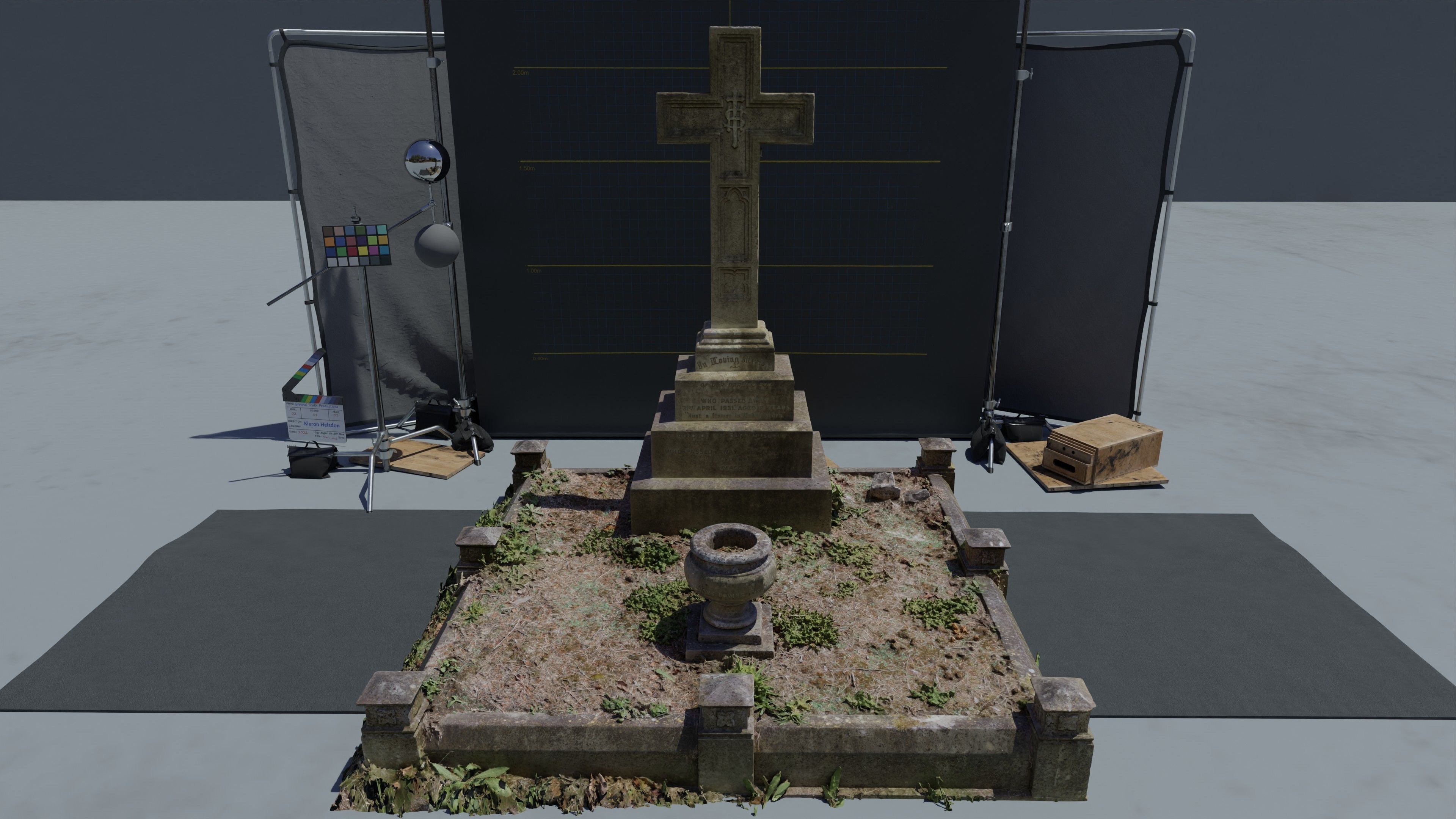 3D model Gravestone Cross with IHS symbol VR / AR / low-poly | CGTrader