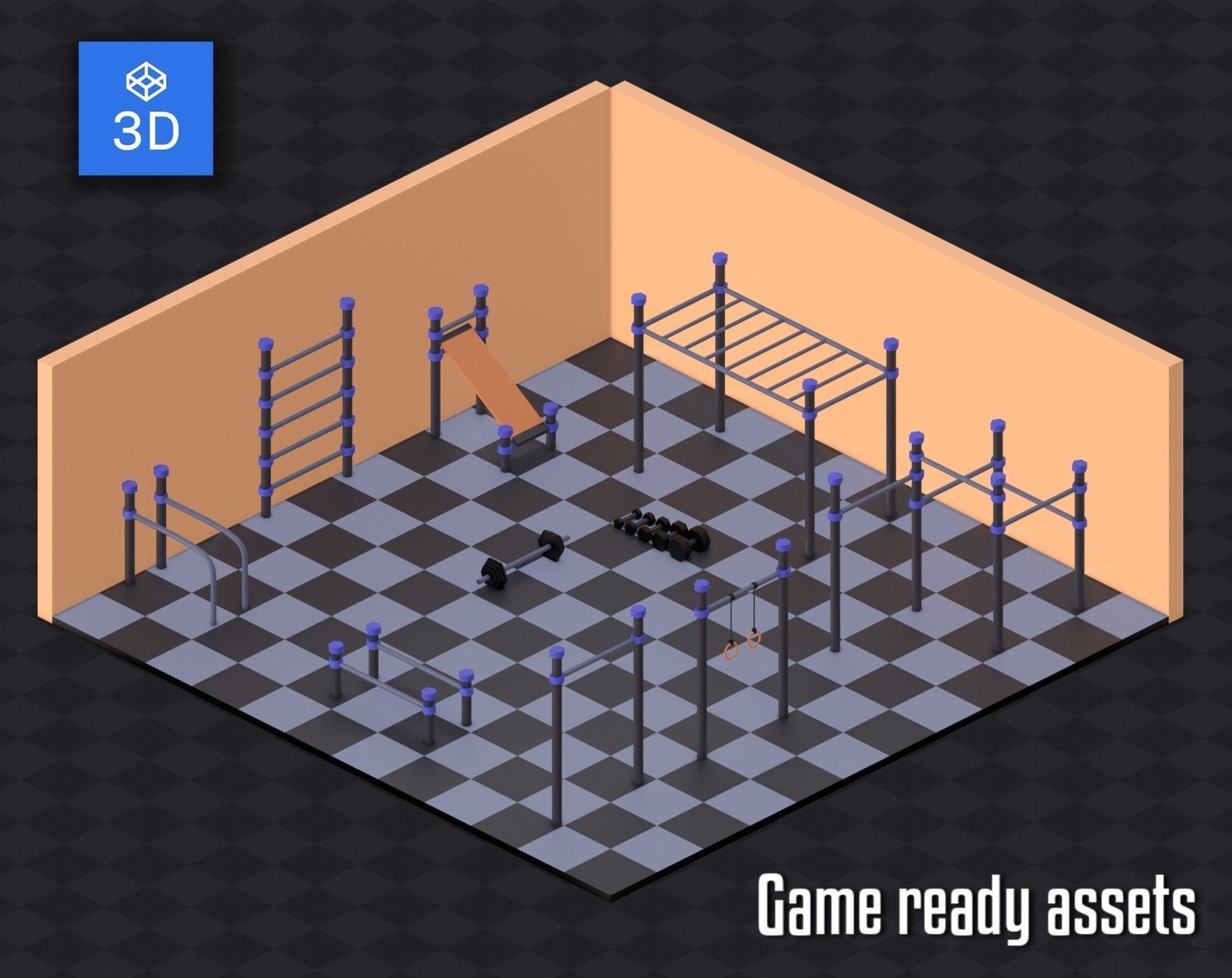 3D model 3D Low Poly Gym Game Assets VR / AR / low-poly | CGTrader