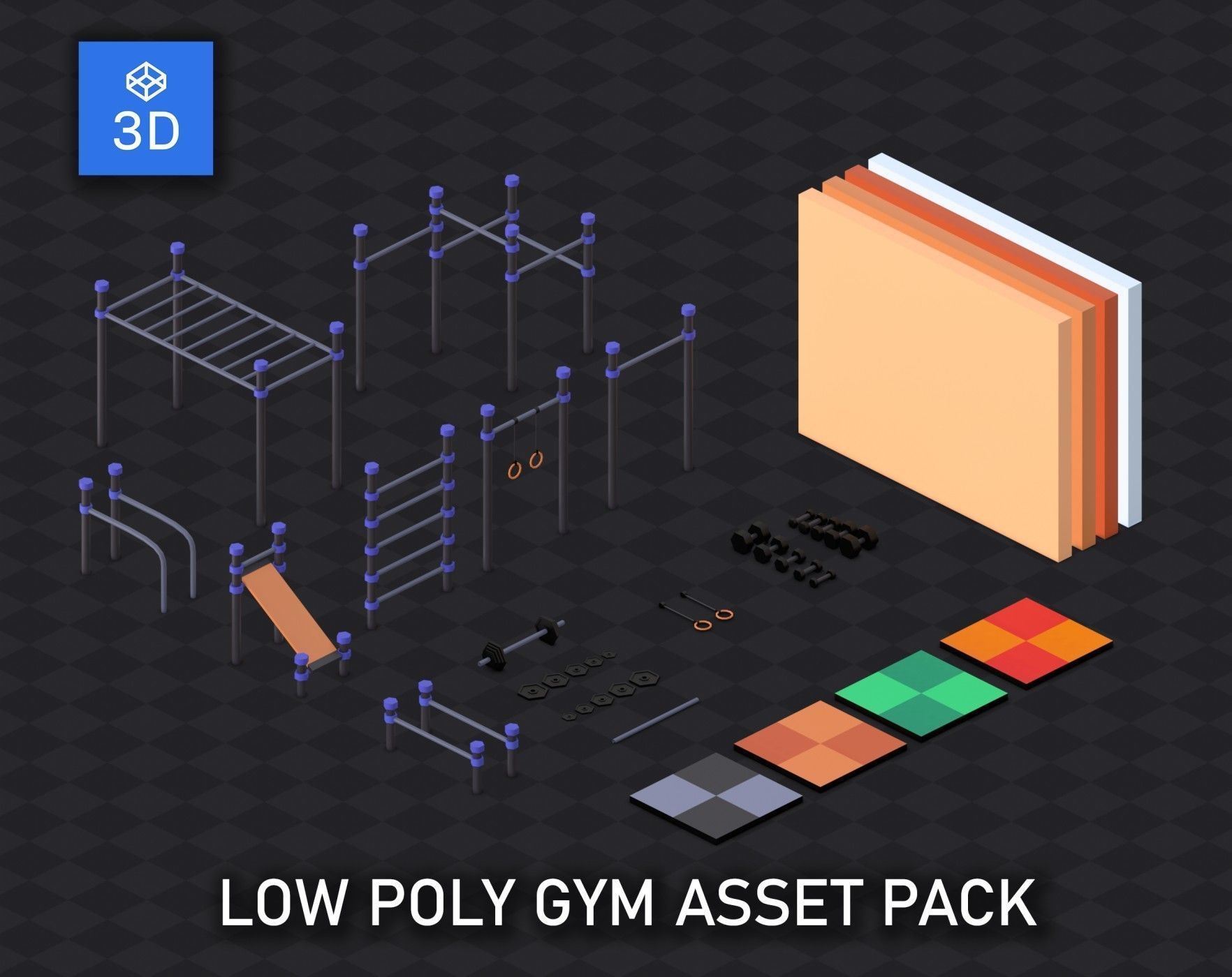 3D model 3D Low Poly Gym Game Assets VR / AR / low-poly | CGTrader
