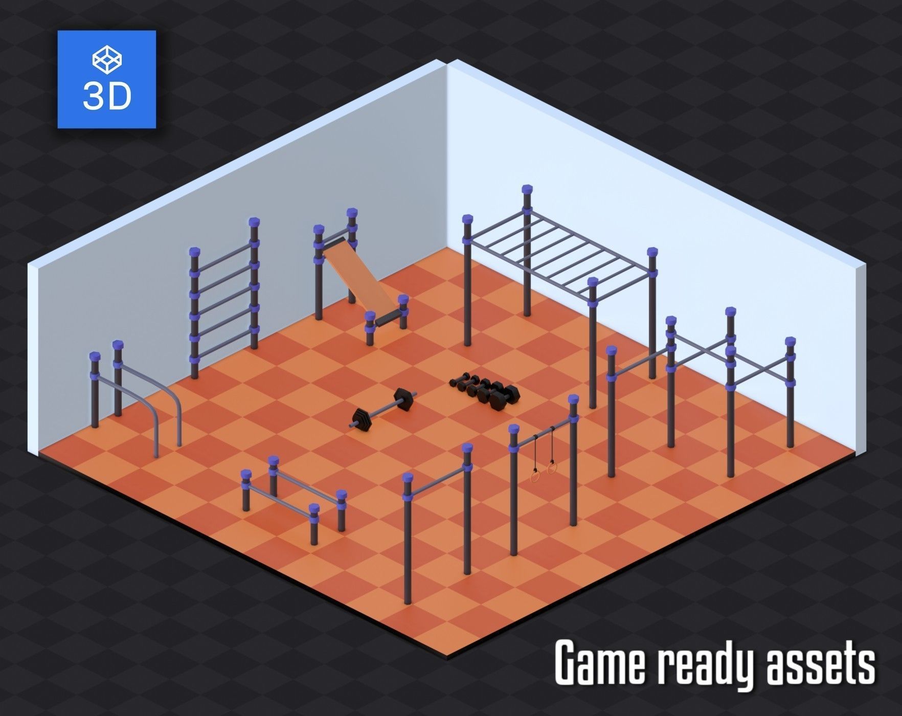 3D model 3D Low Poly Gym Game Assets VR / AR / low-poly | CGTrader