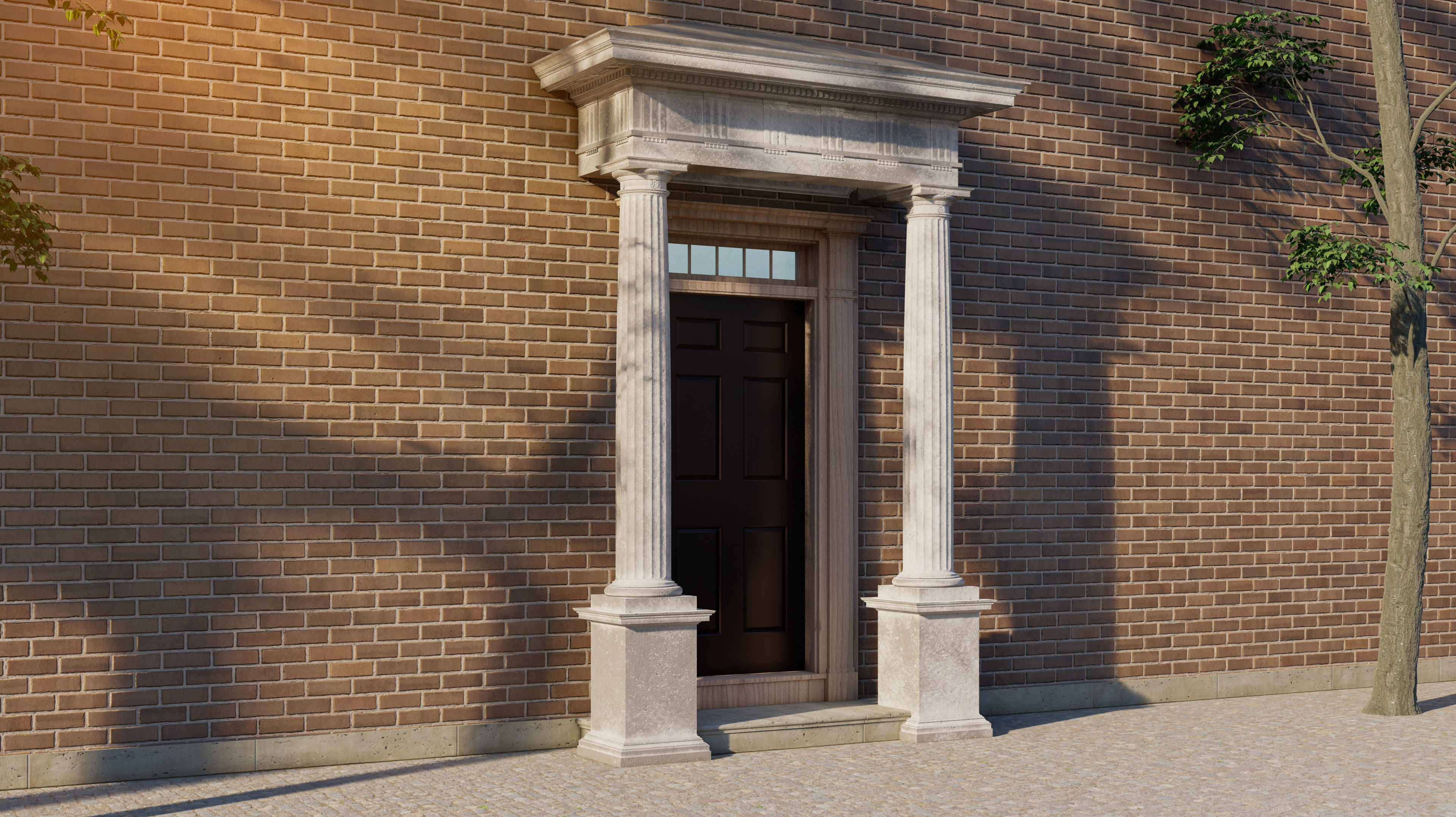 Portico Entrance Porch Door Surround with Doric Column 3D model | CGTrader