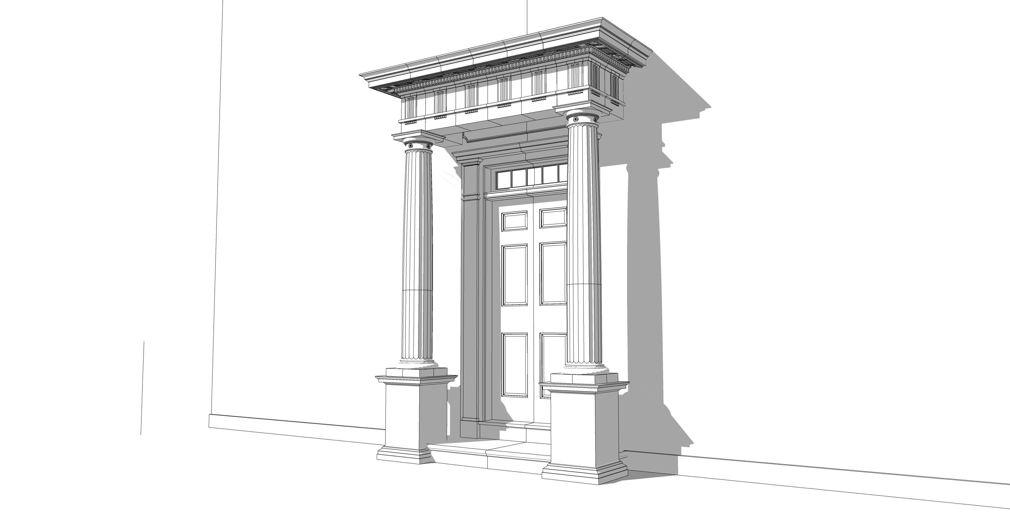 Portico Entrance Porch Door Surround with Doric Column 3D model | CGTrader