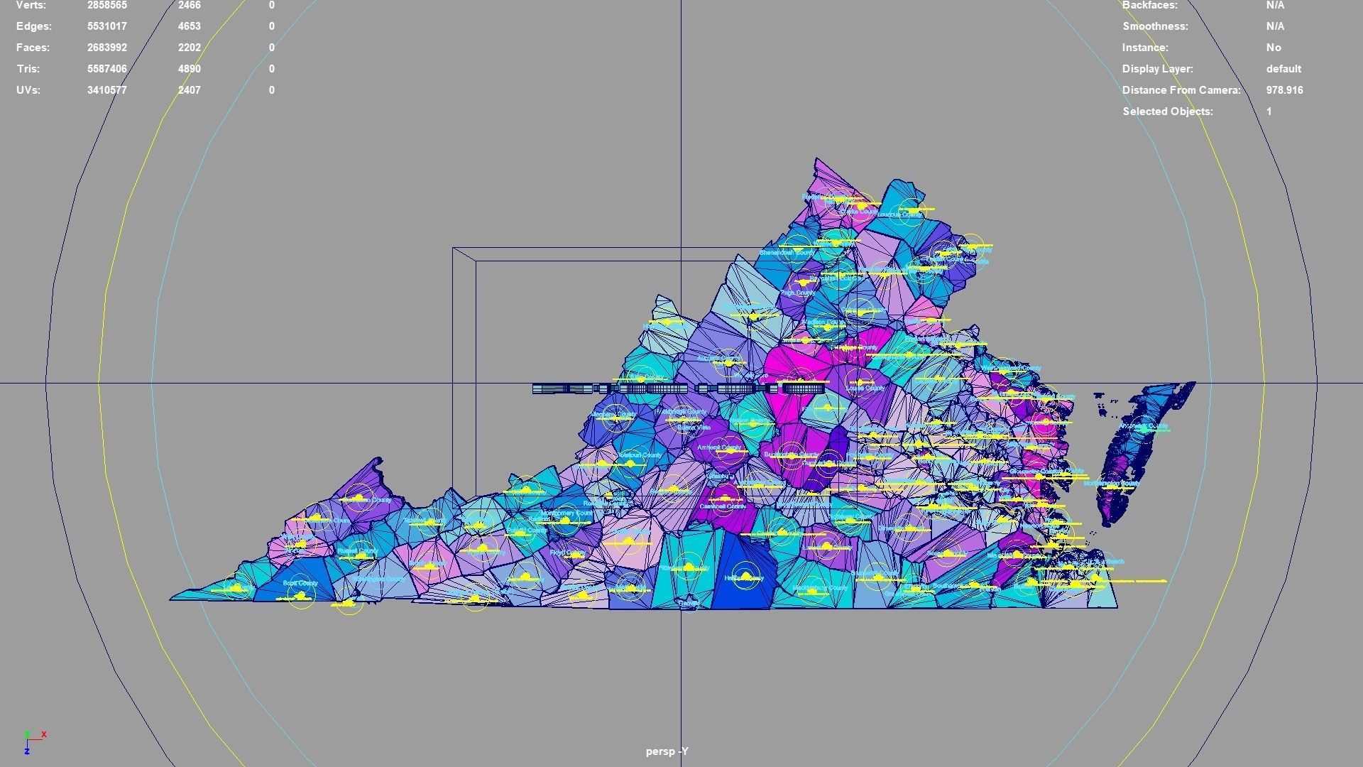 Virginia United States USA map region geography political 3D model ...