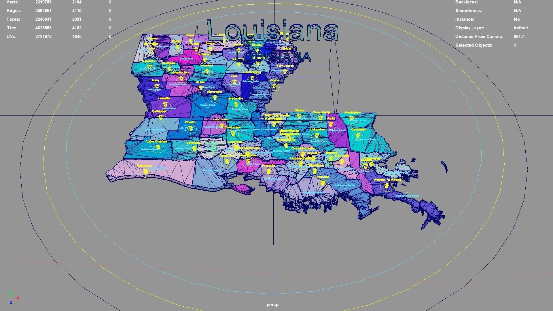 Louisiana United States USA map region geography political 3D model ...