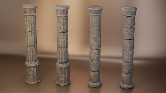 3D model Old Stone Collums 4K PBR Modular VR / AR / low-poly | CGTrader