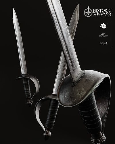 17th Century Boucan Knife Pirate Sword 3D model | CGTrader