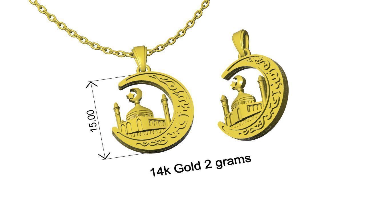 Islam Muslim Pendant design Gold 3D model 3D printable | CGTrader