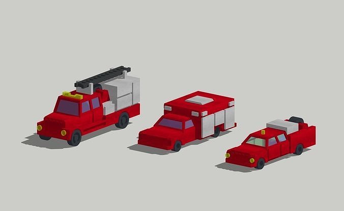 3D model Wildland Style Fire Engine Truck Set by Outland Models VR / AR ...