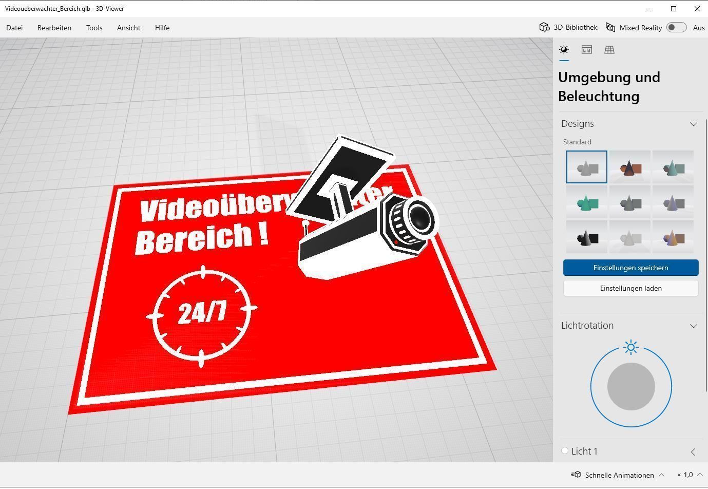 Security Camera and Warning Sign 3D model | CGTrader