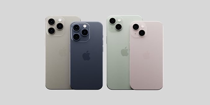 Apple iPhone 15 All Models in Official Colors and Design 3D Model ...