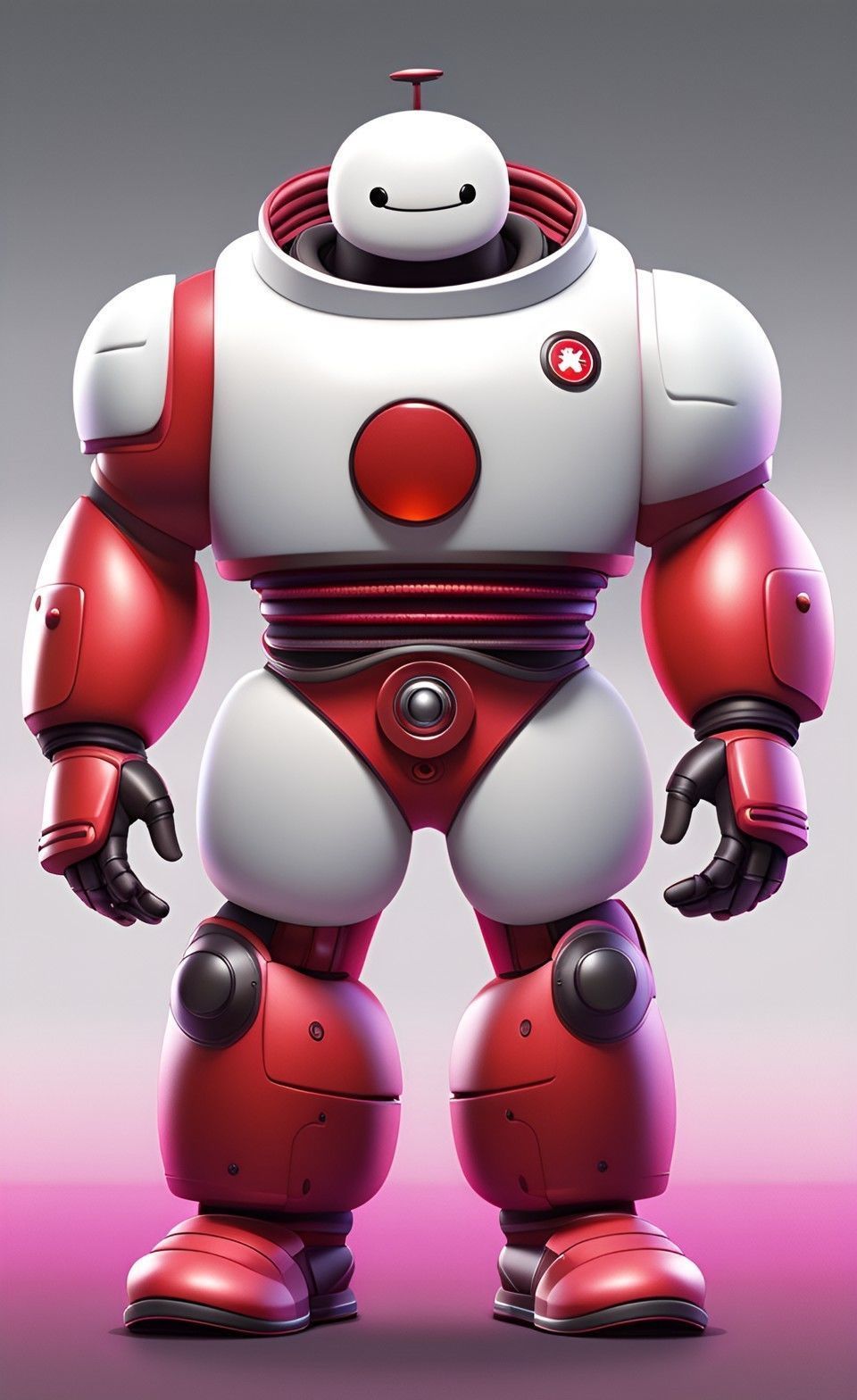 3D model a robot with a red and white body pixar art 3d buc VR / AR ...