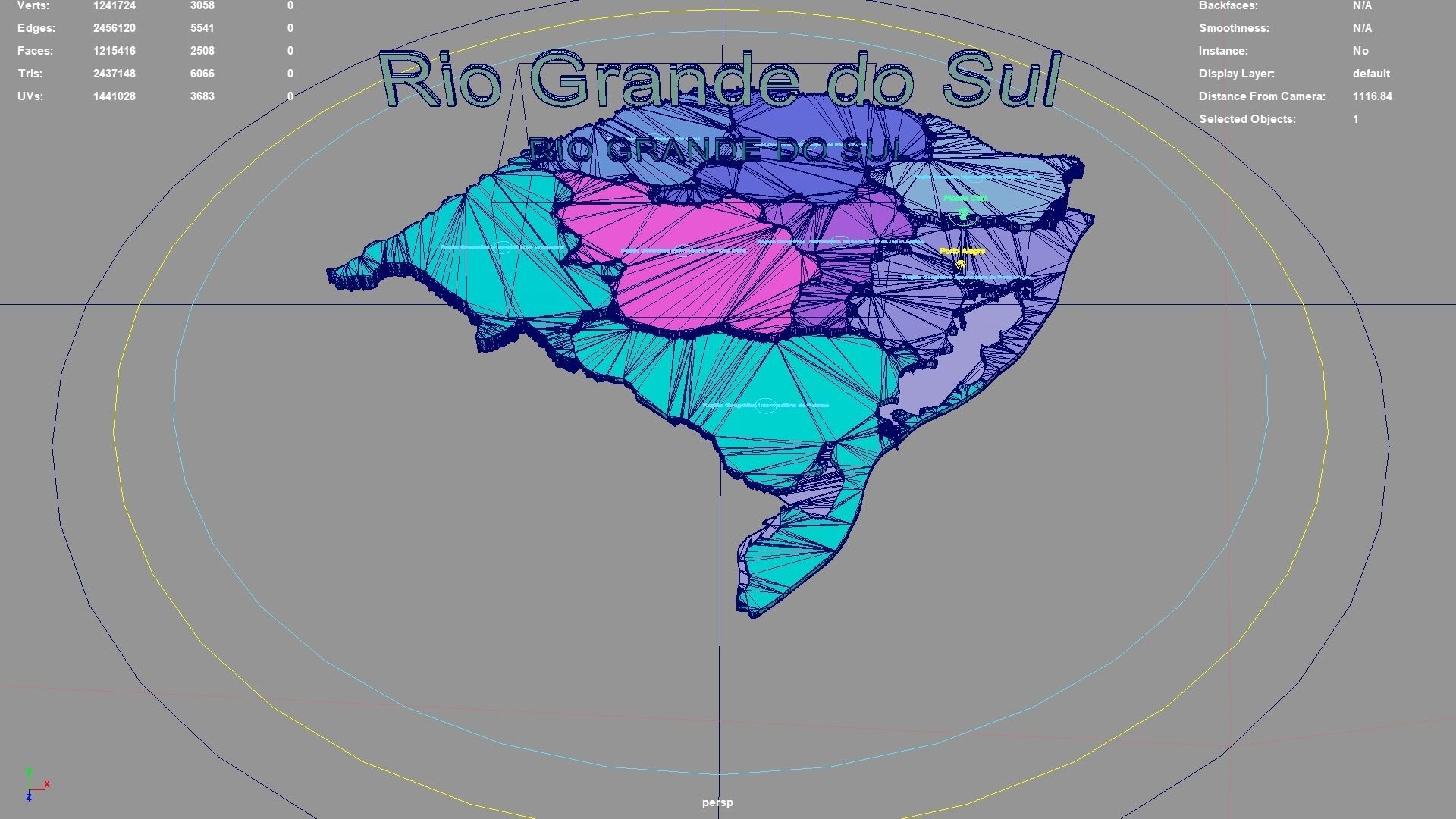 Rio Grande do Sul South Region Brazil map region geography 3D model ...