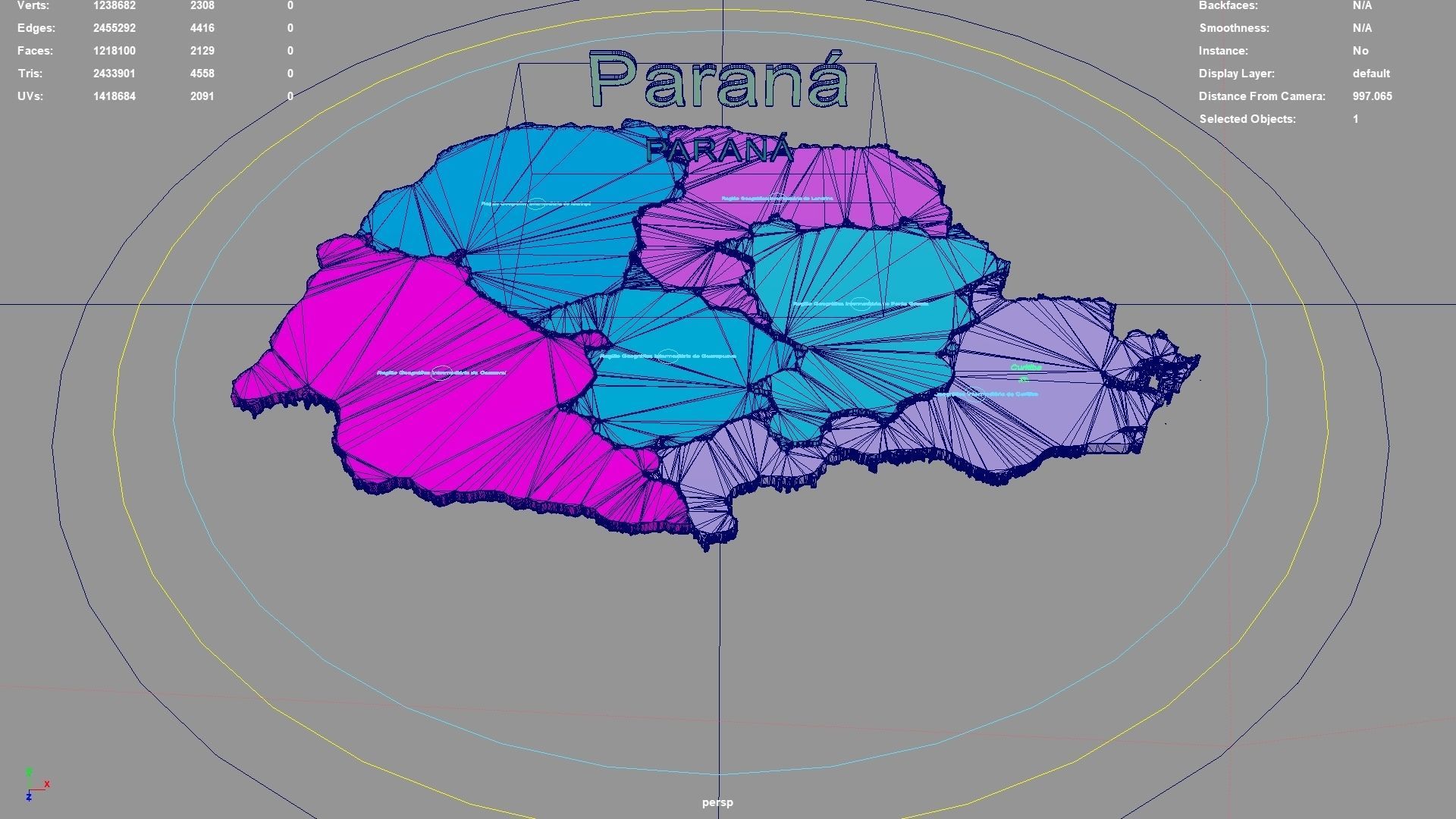 Parana South Region Brazil map region geography political 3D model ...
