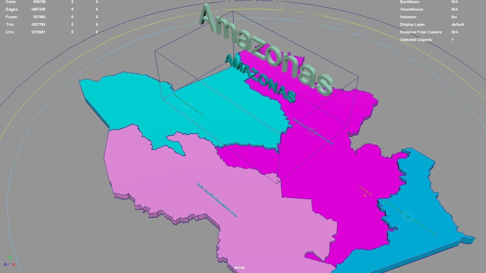 Amazonas North Region Brazil map region geography political 3D model ...
