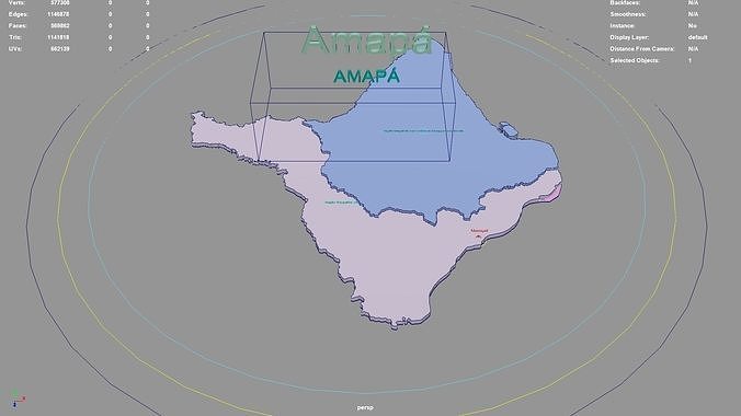 Amapa North Region Brazil map region geography political 3D model ...