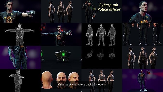 3D Model Collection Cyberpunk characters pack VR / AR / low-poly | CGTrader