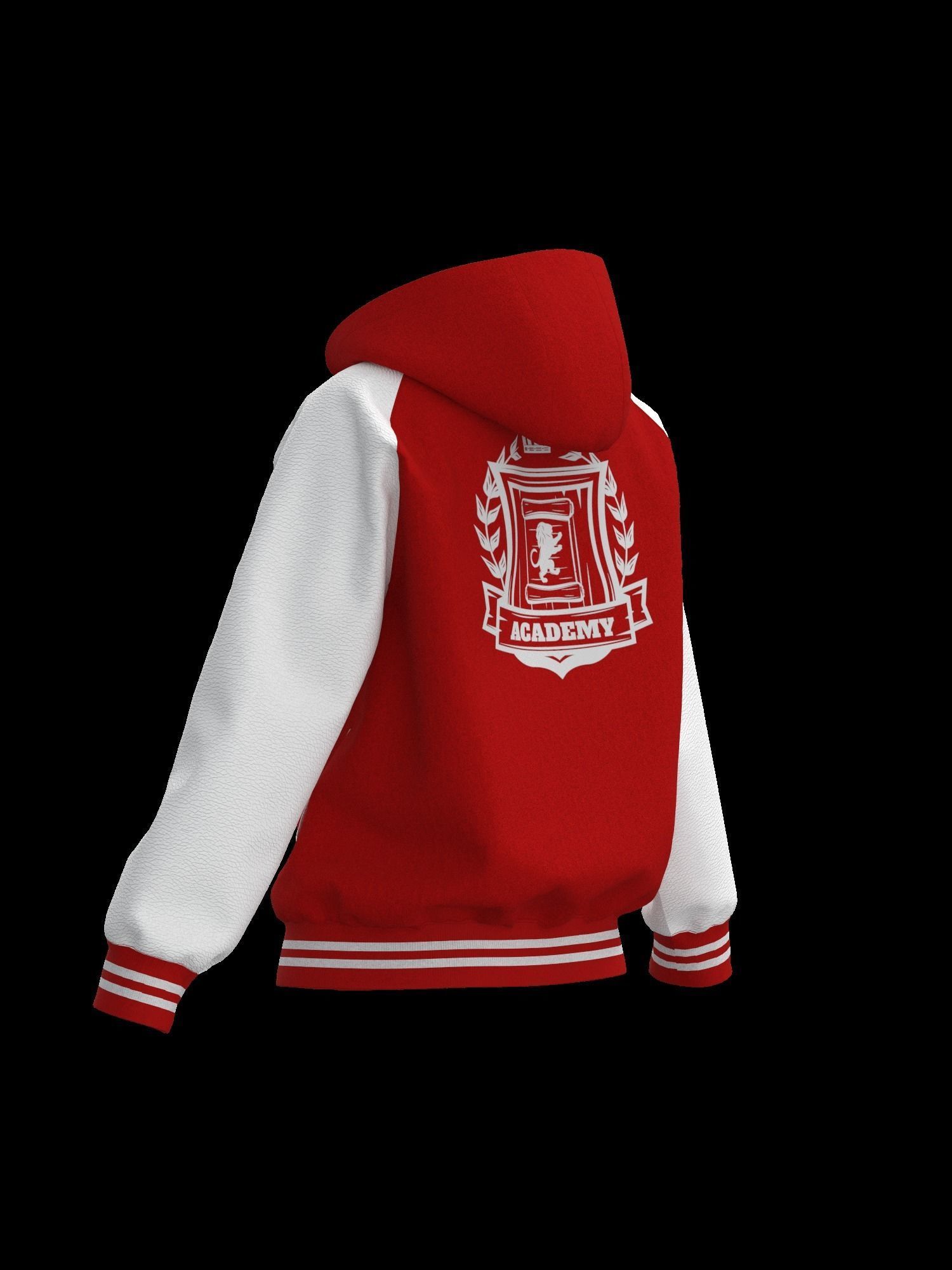 Female raglan varsity jacket 3D model animated rigged | CGTrader