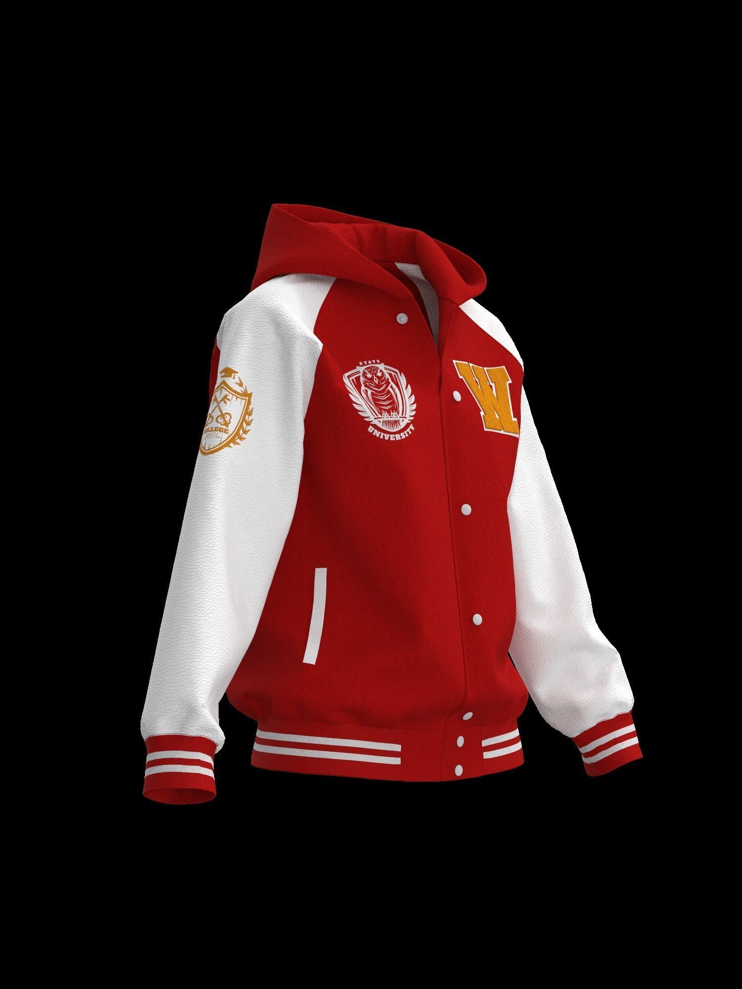 Female raglan varsity jacket 3D model animated rigged | CGTrader