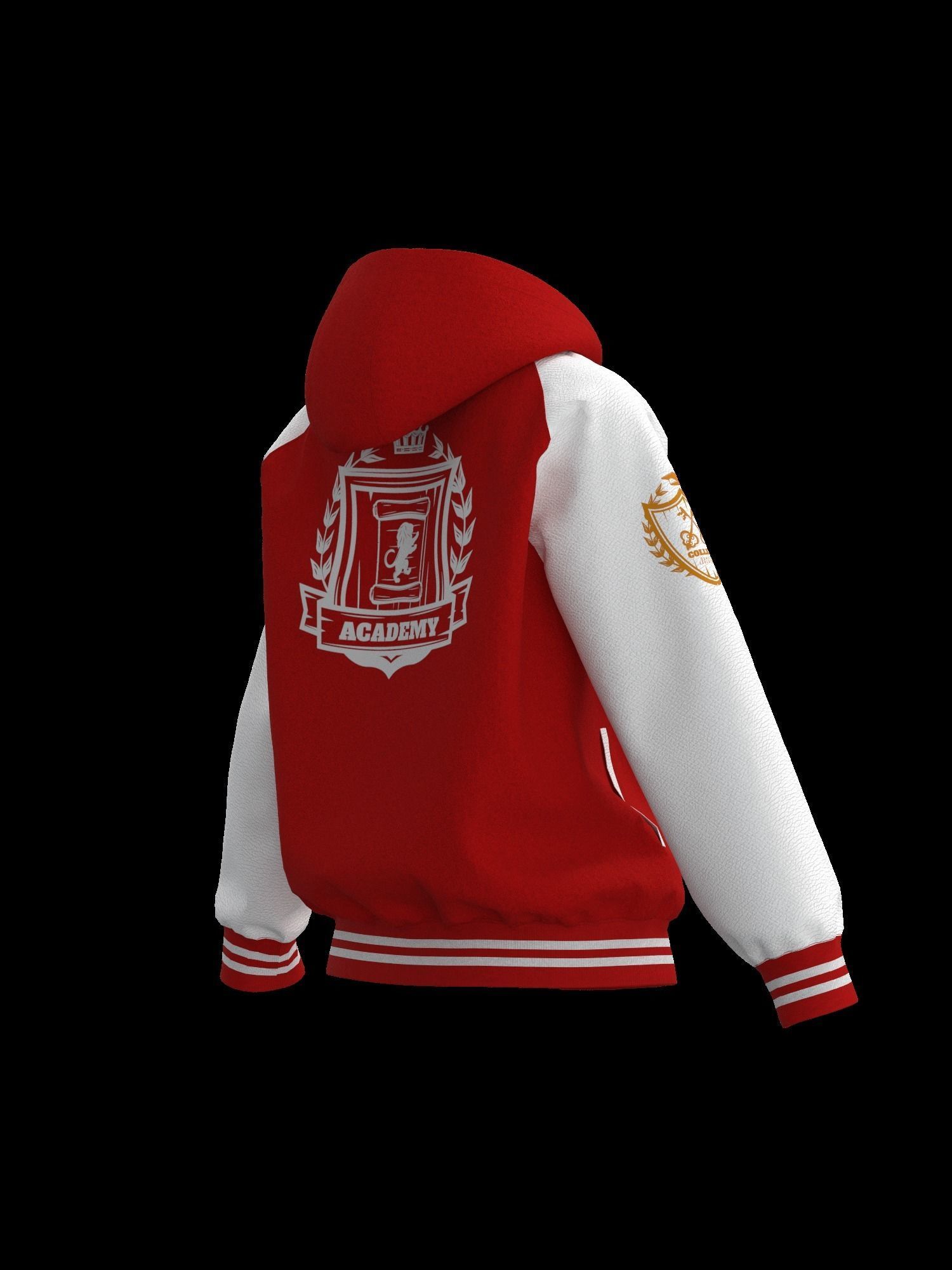 Female raglan varsity jacket 3D model animated rigged | CGTrader