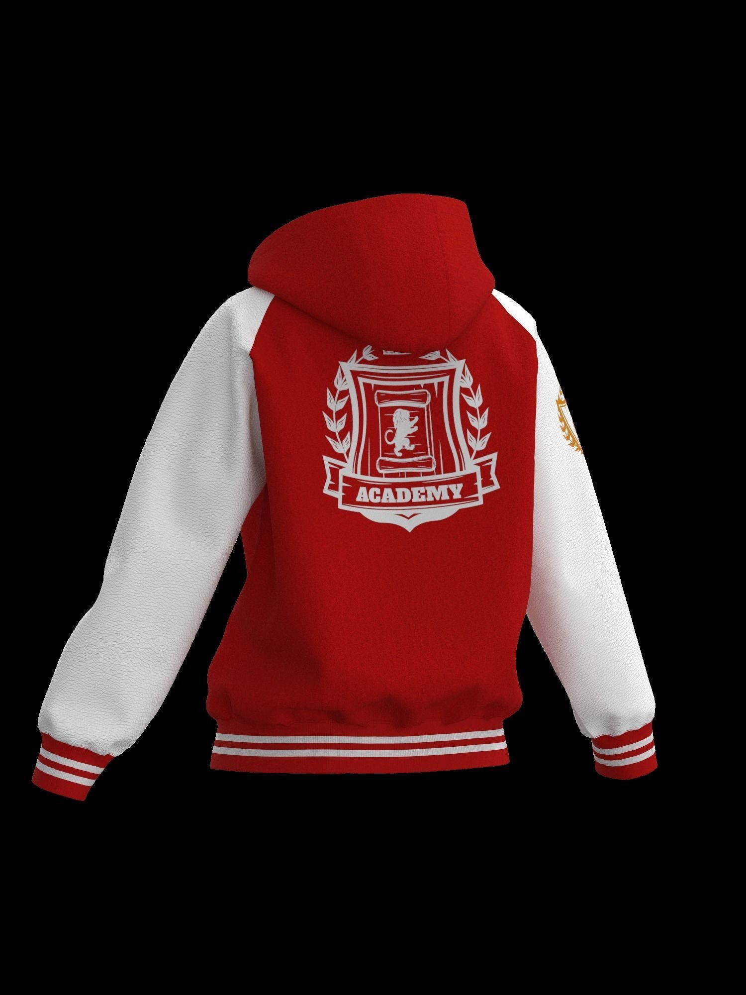 Female raglan varsity jacket 3D model animated rigged | CGTrader