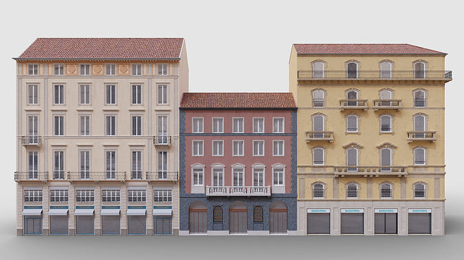 Classic Italian 3 Buildings Pack 3D model | CGTrader