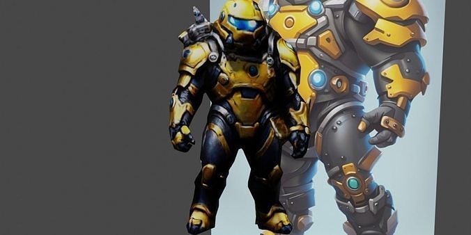 3D model a robot with a gun in his hand league of legends c VR / AR ...