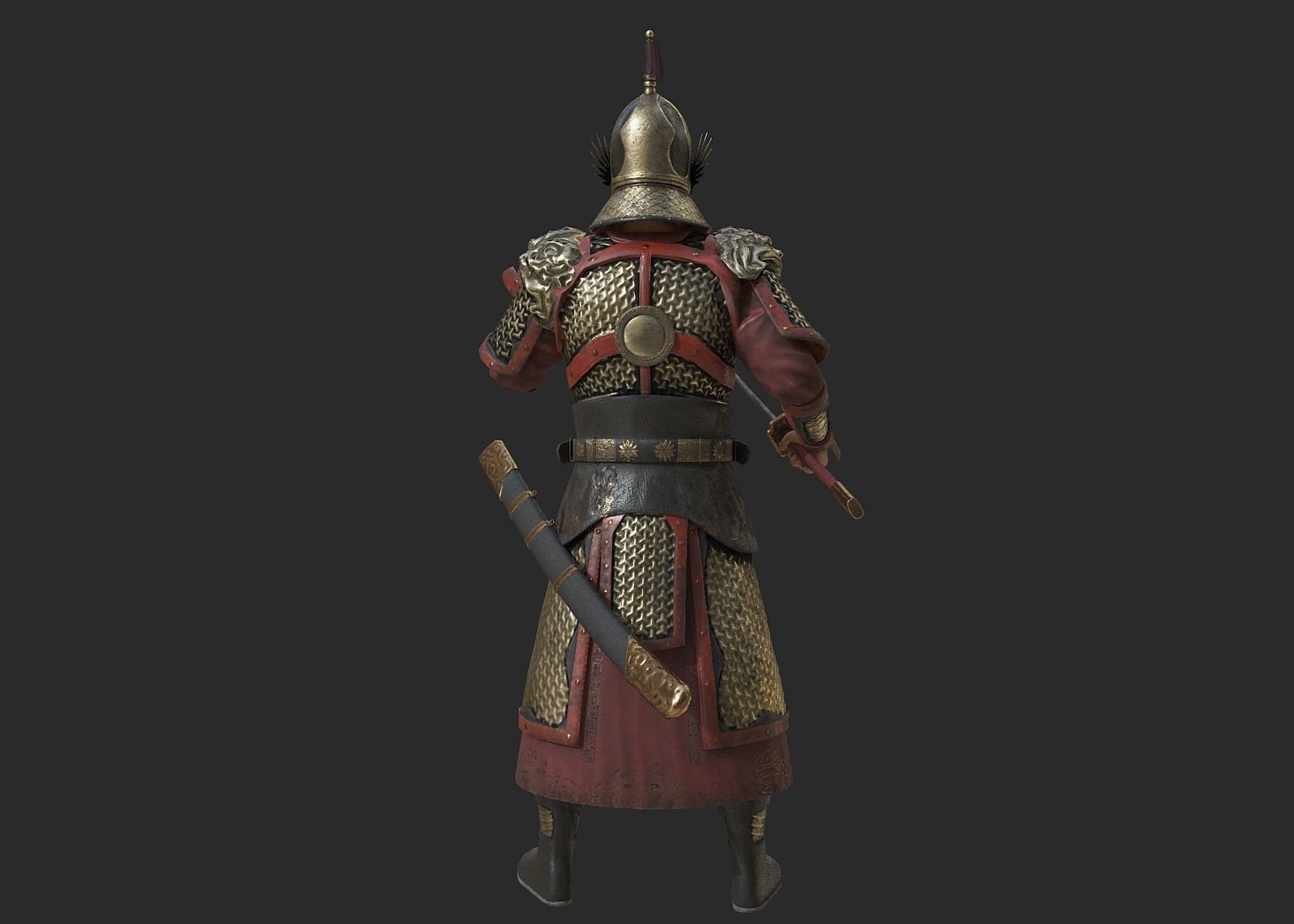 3D model Ancient Ming Dynasty generals in China with lamellar armour VR ...