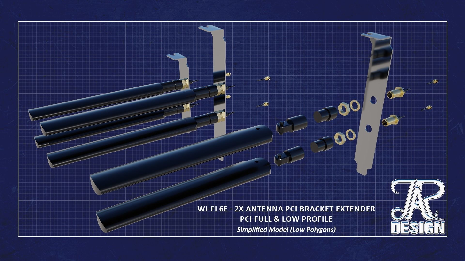 WiFi 6E 2x ANTENNA PCI BRACKET EXTENDER 3D model | CGTrader