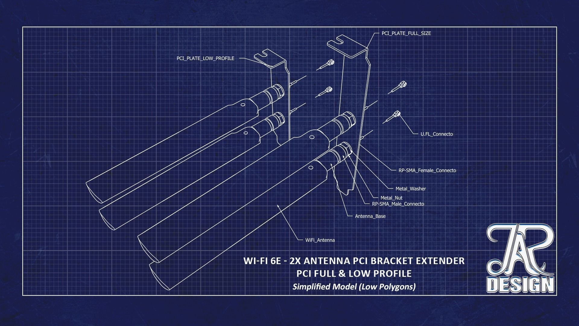 WiFi 6E 2x ANTENNA PCI BRACKET EXTENDER 3D model | CGTrader