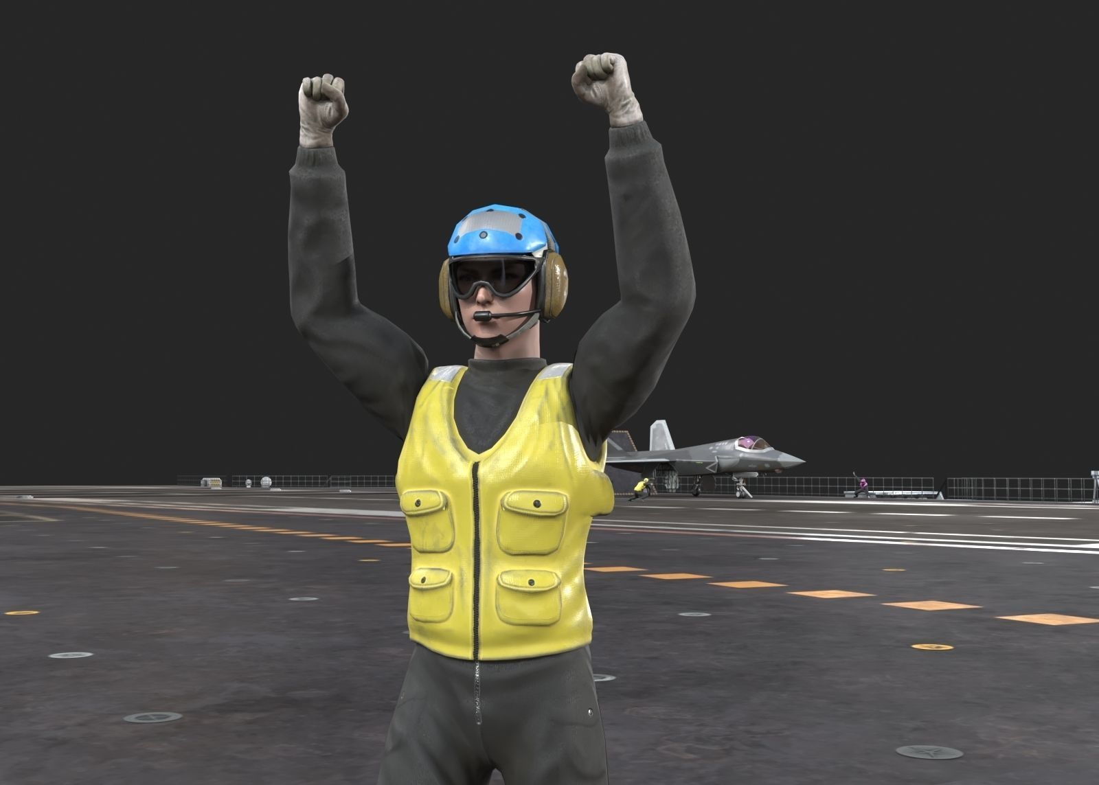 3D model Chinese NAVY Flight Deck Crew PLAN Carrier Deck Signal Officer ...