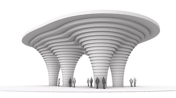 Sliced Contour Columns Pavilion 3D model | CGTrader