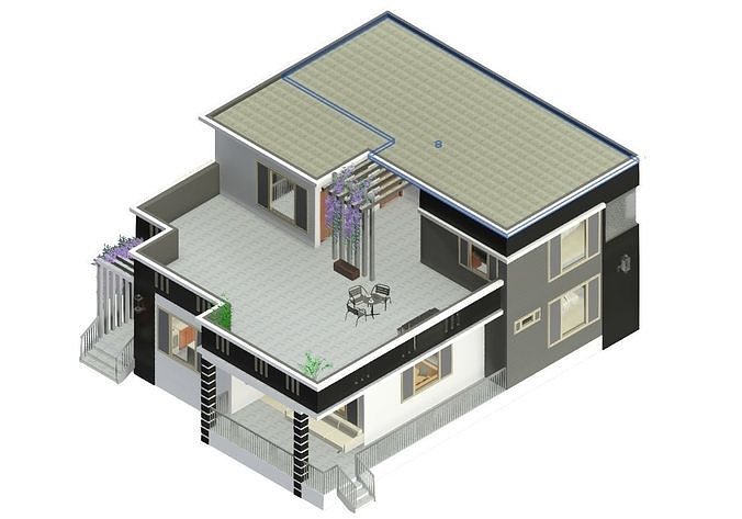 3D model 4 Bedroom Revit House plan VR / AR / low-poly | CGTrader