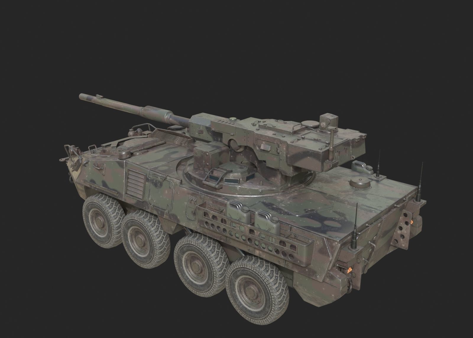 3D model 3 coatings of USA M1128 STRYKER Mobile Gun System MSG VR / AR ...