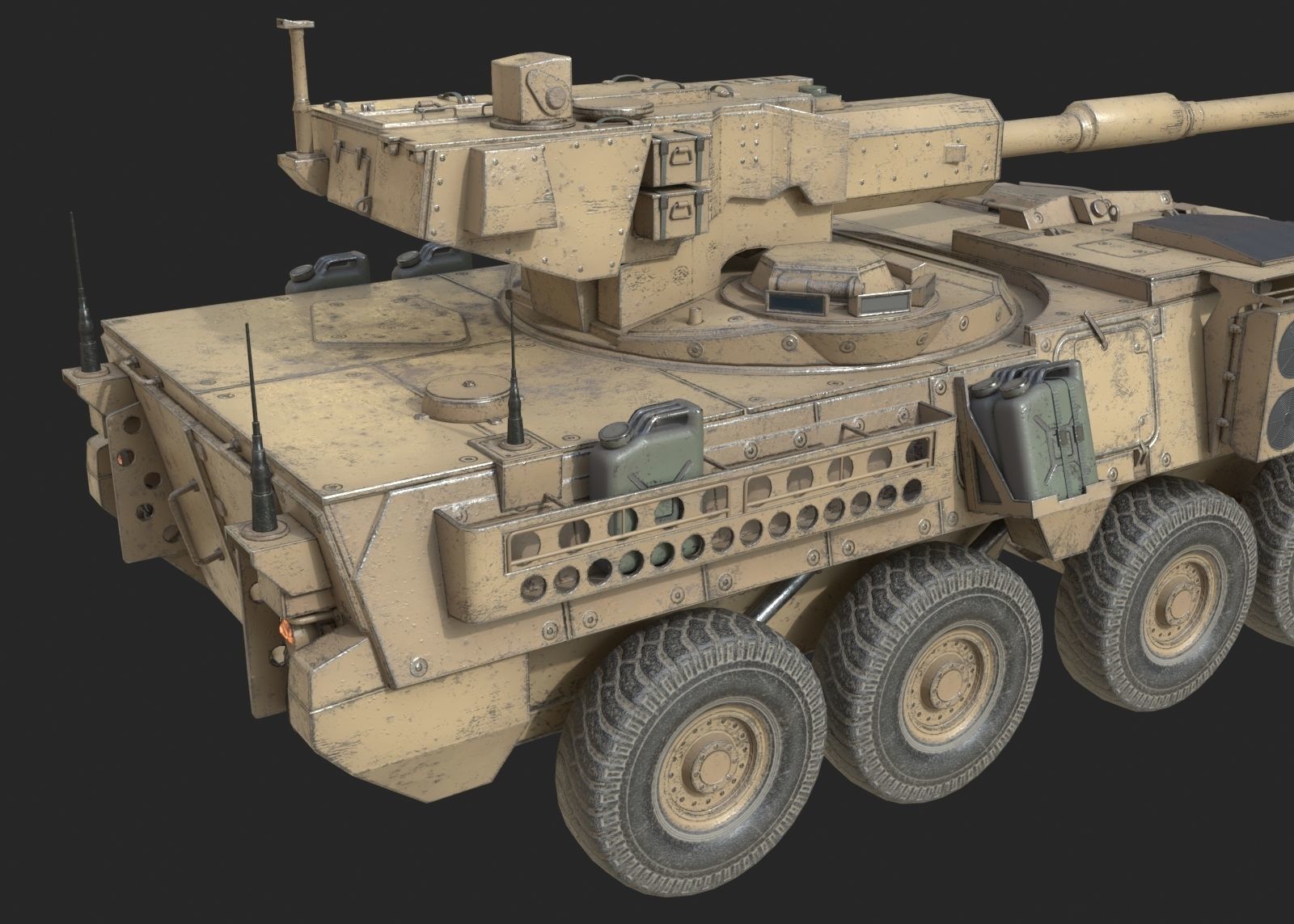 3D model 3 coatings of USA M1128 STRYKER Mobile Gun System MSG VR / AR ...