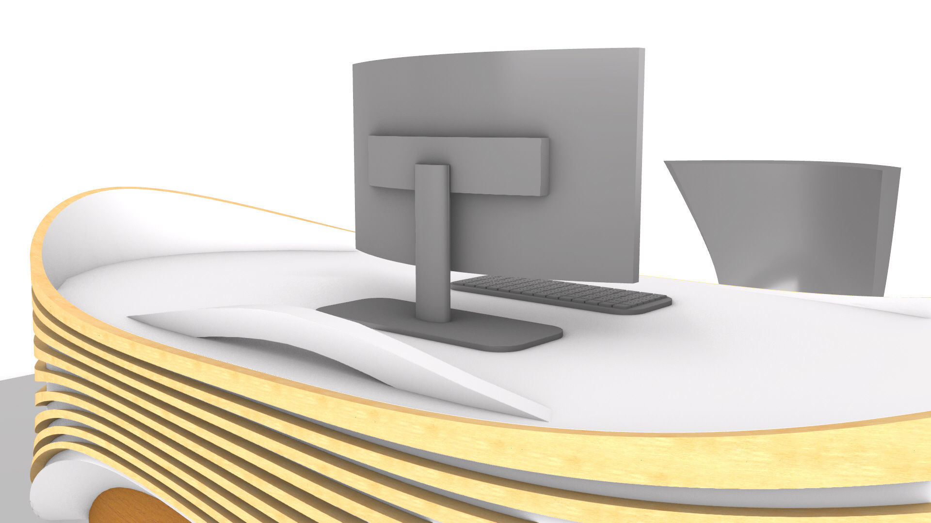 Parametric Wavy Reception Desk 3D model | CGTrader