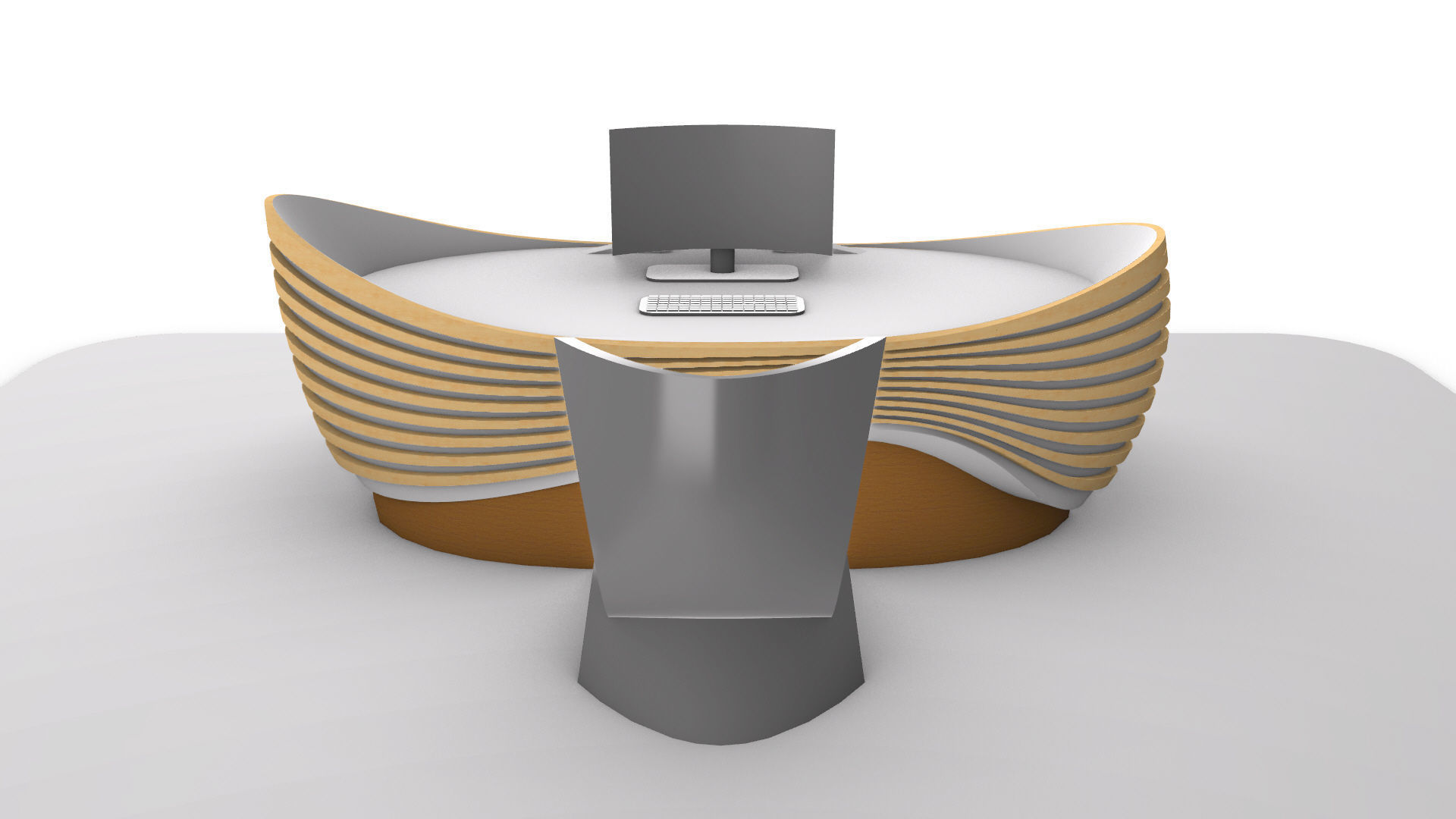 Parametric Wavy Reception Desk 3D model | CGTrader