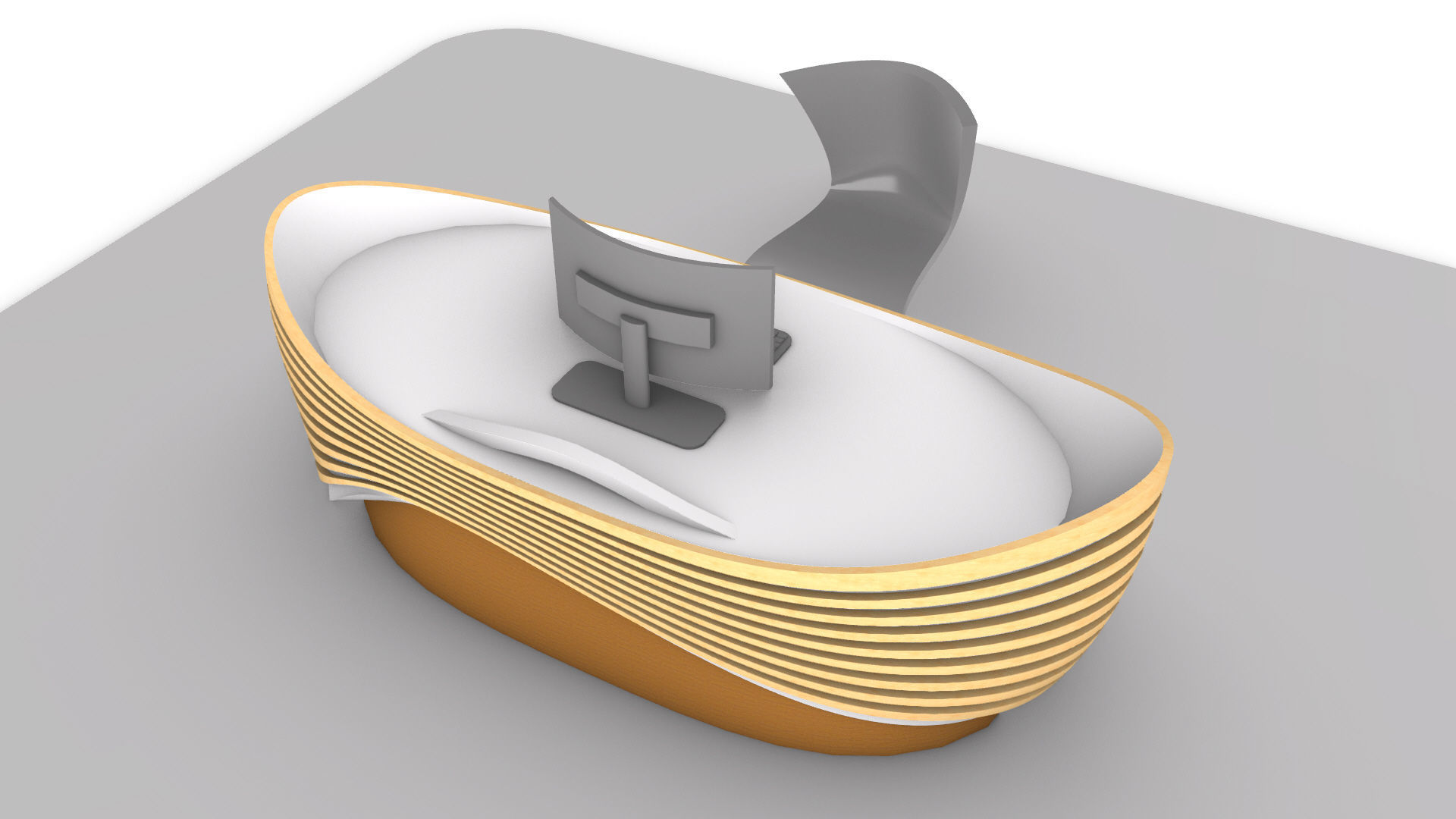 Parametric Wavy Reception Desk 3D model | CGTrader