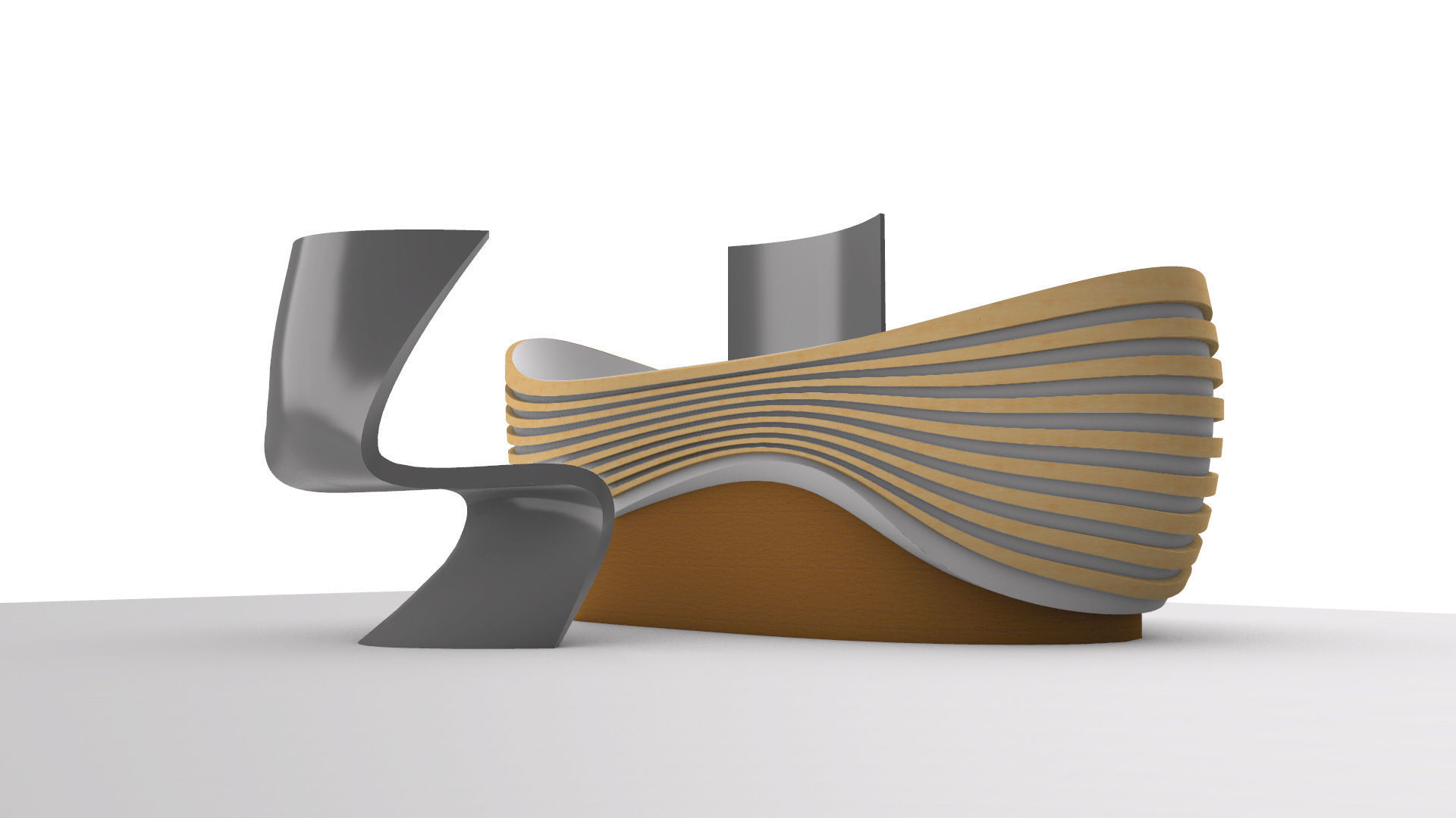 Parametric Wavy Reception Desk 3D model | CGTrader