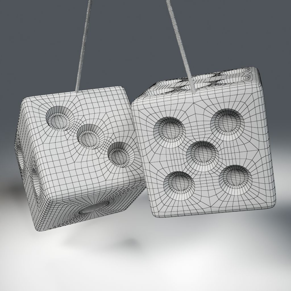 Pink Furry Car Mirror Dice 3D model | CGTrader