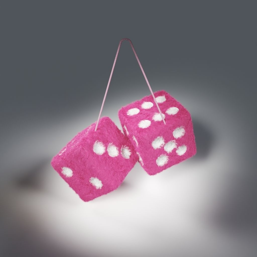 Pink Furry Car Mirror Dice 3D model | CGTrader