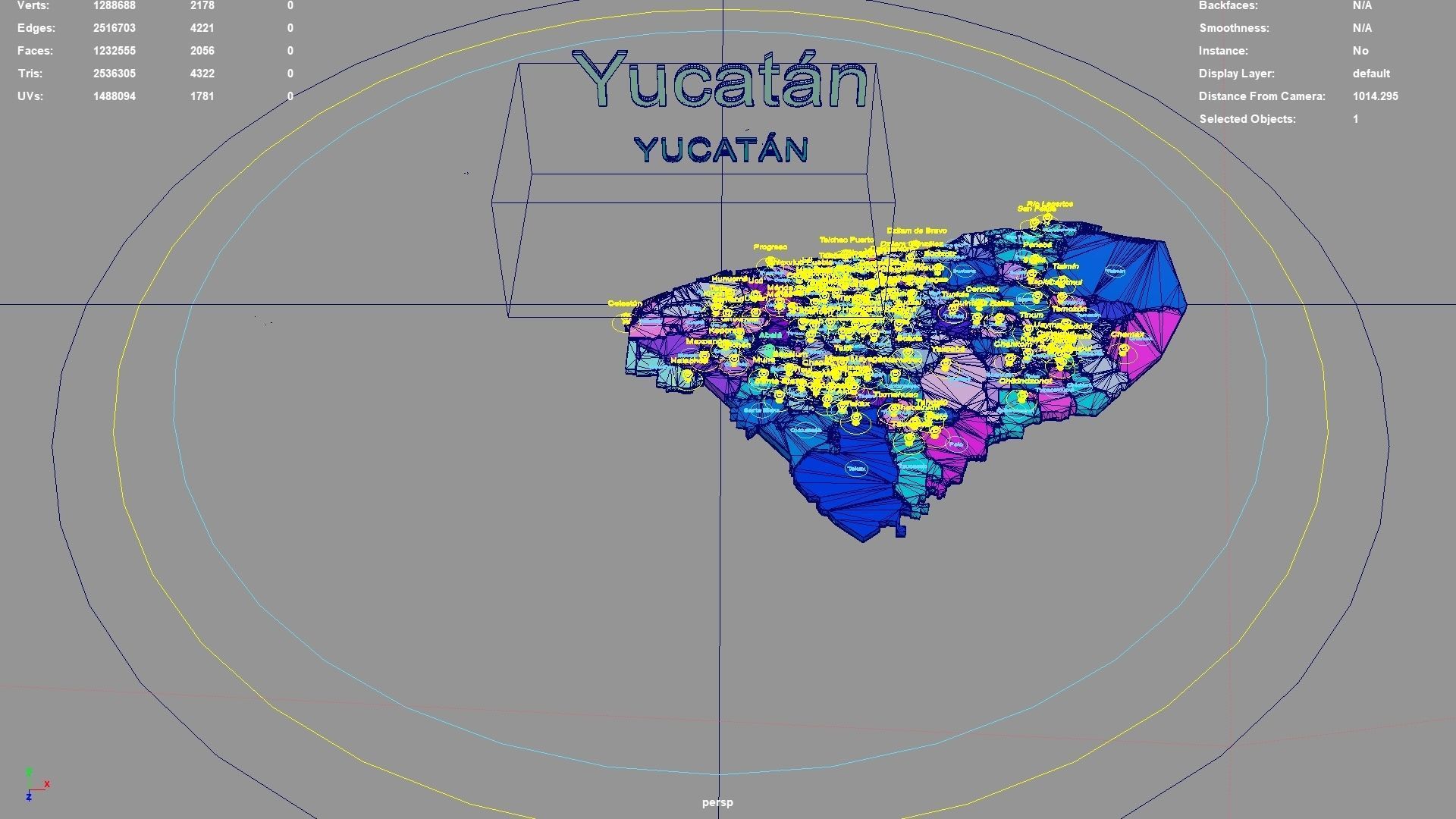 Yucatan Mexico map region geography political geographic 3D model ...