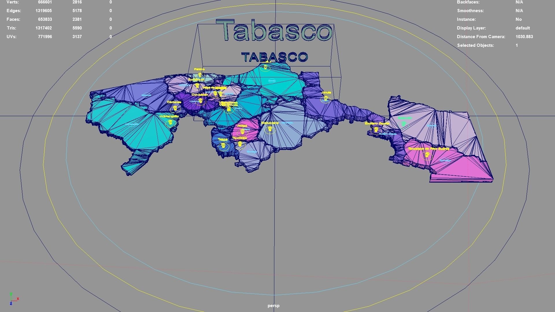 Tabasco Mexico map region geography political geographic 3D model ...