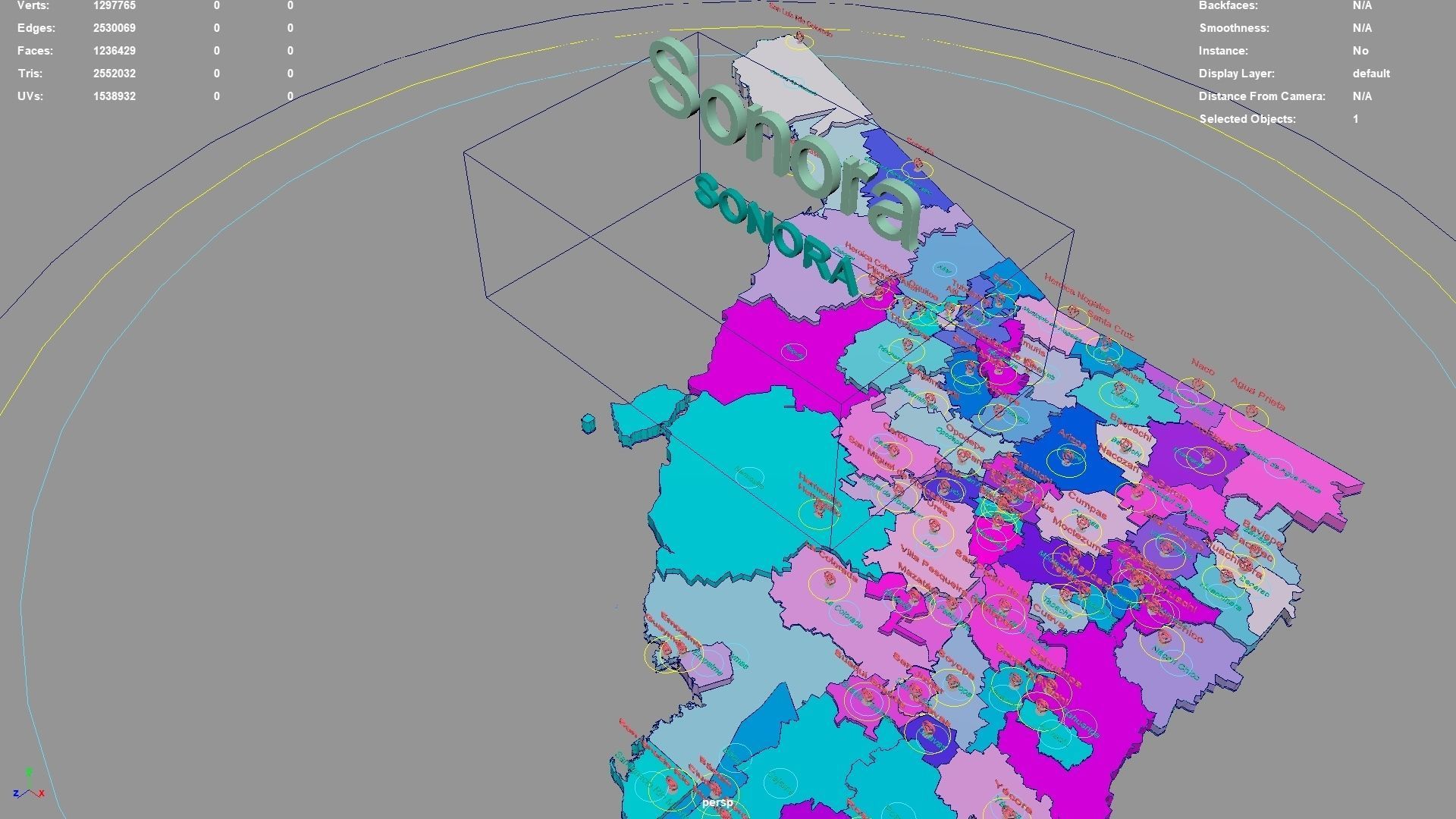 Sonora Mexico map region geography political geographic 3D model rigged ...